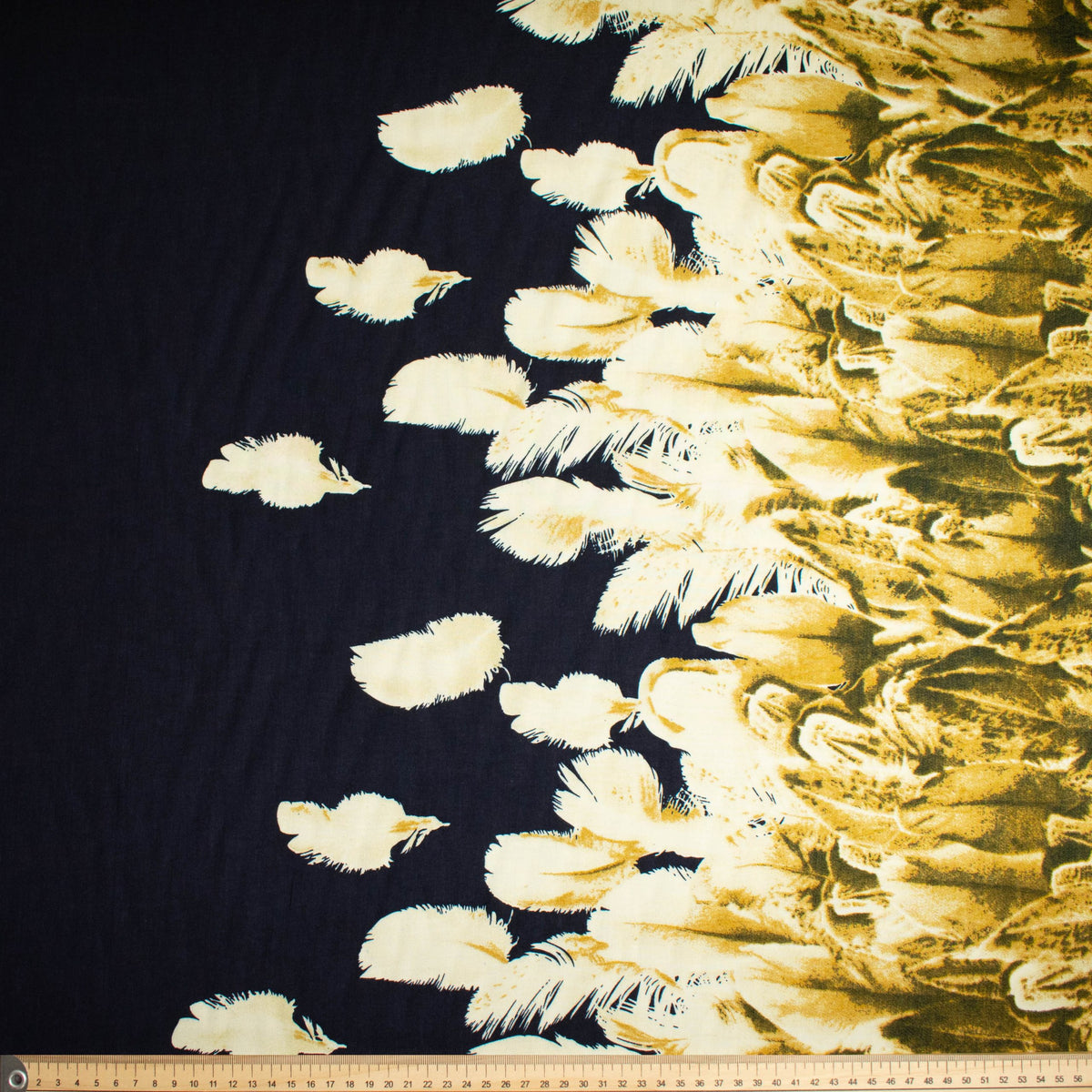 Printed Rayon Design-4 Two Side Yellow Leaves on Black – Homecraft Textiles