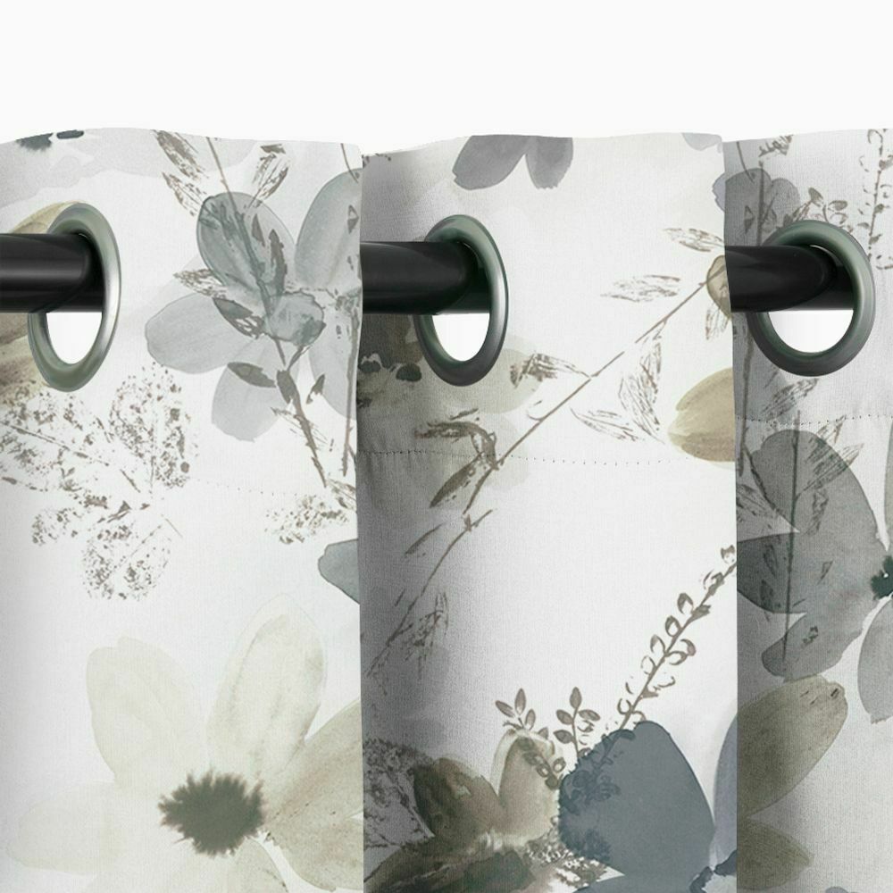 Printed Floral Triple Weave Blockout Ring Top Eyelet Curtains ...