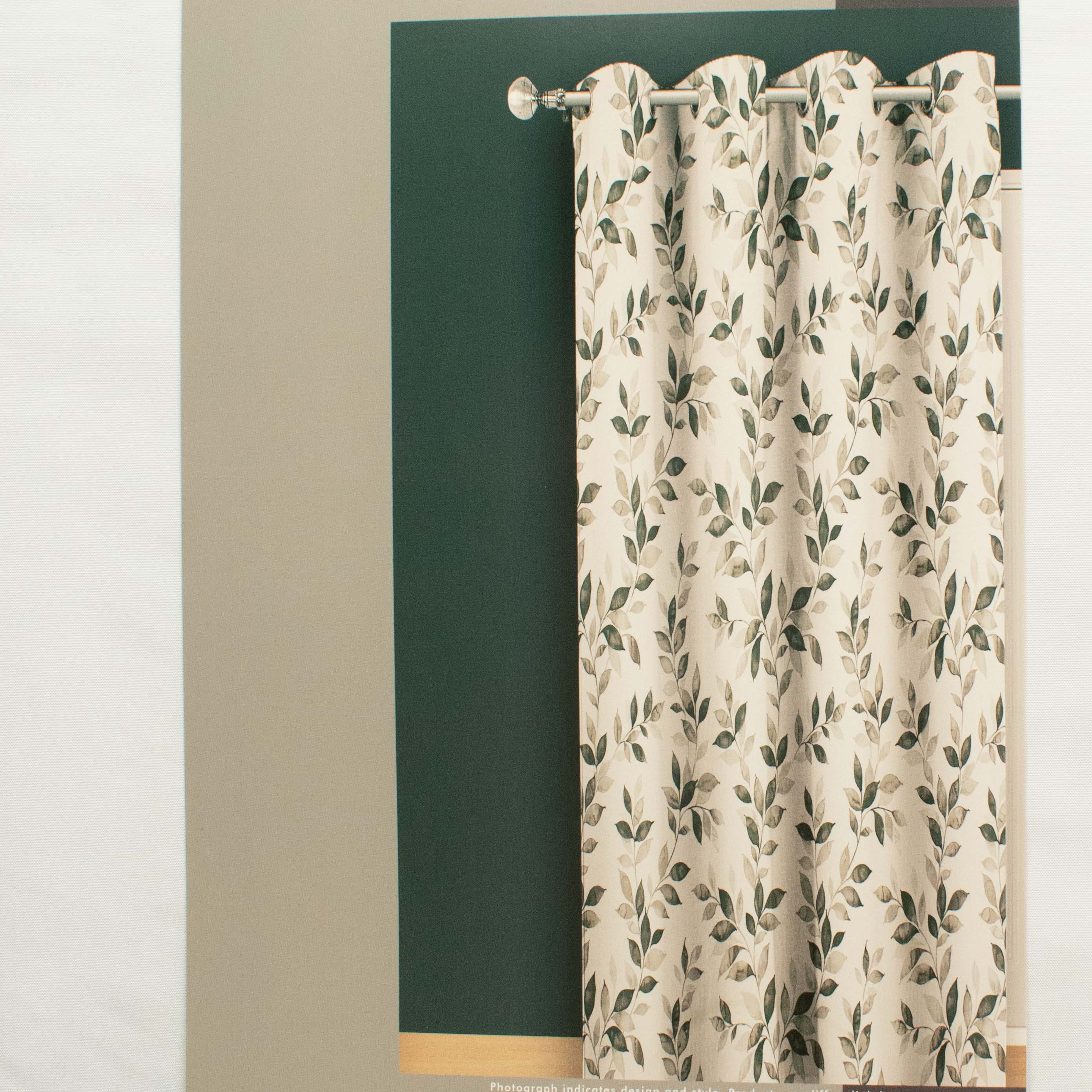 Printed Floral Triple Weave Blockout Ring Top Eyelet Curtains Design-C ...