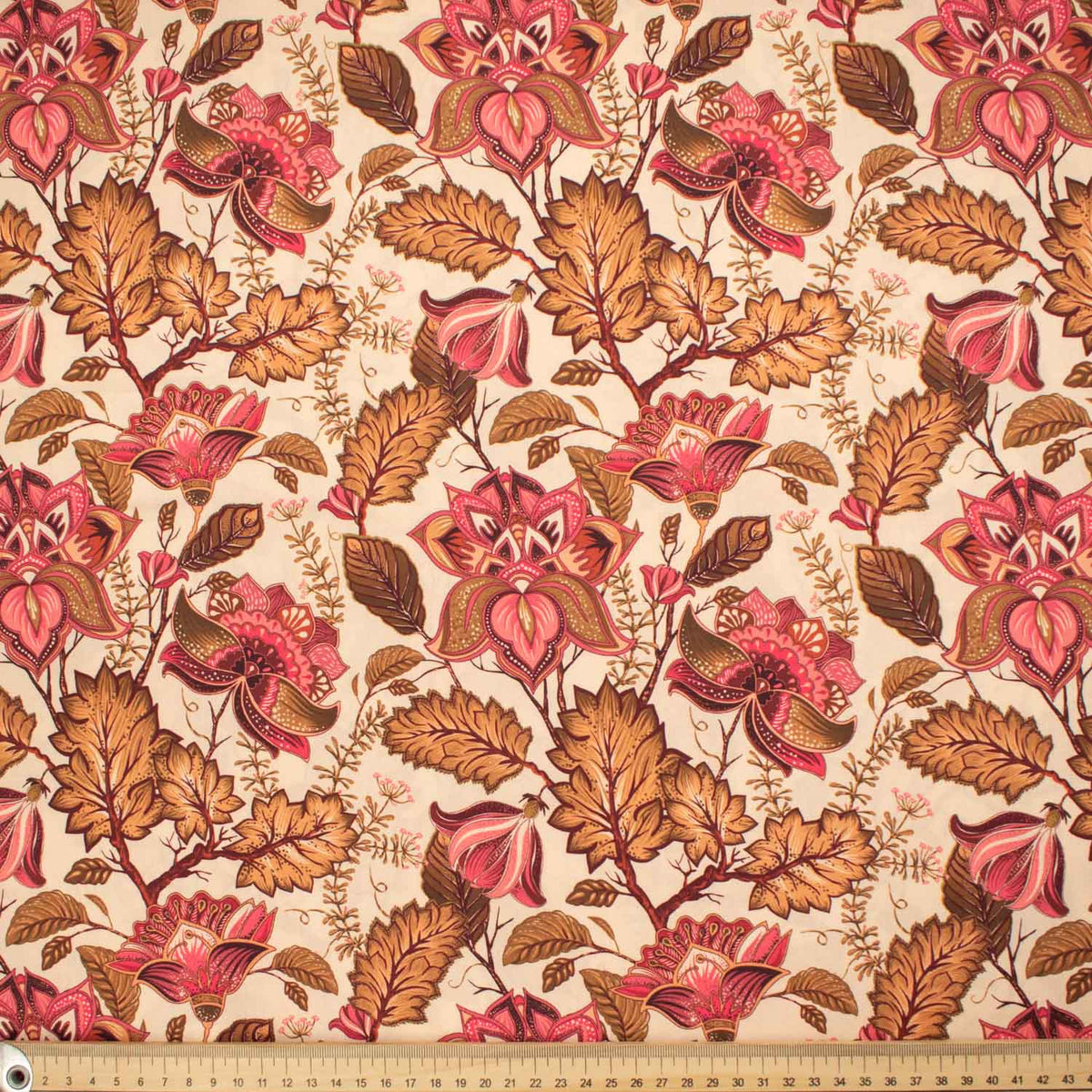 Provence Collection #09 Red Big Flower on Cream Cotton Prints ...