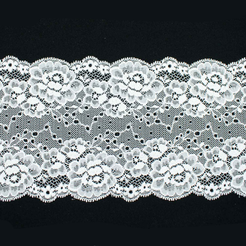 White Floral Stretch Raschel Lace Trim 150mm – Homecraft Textiles