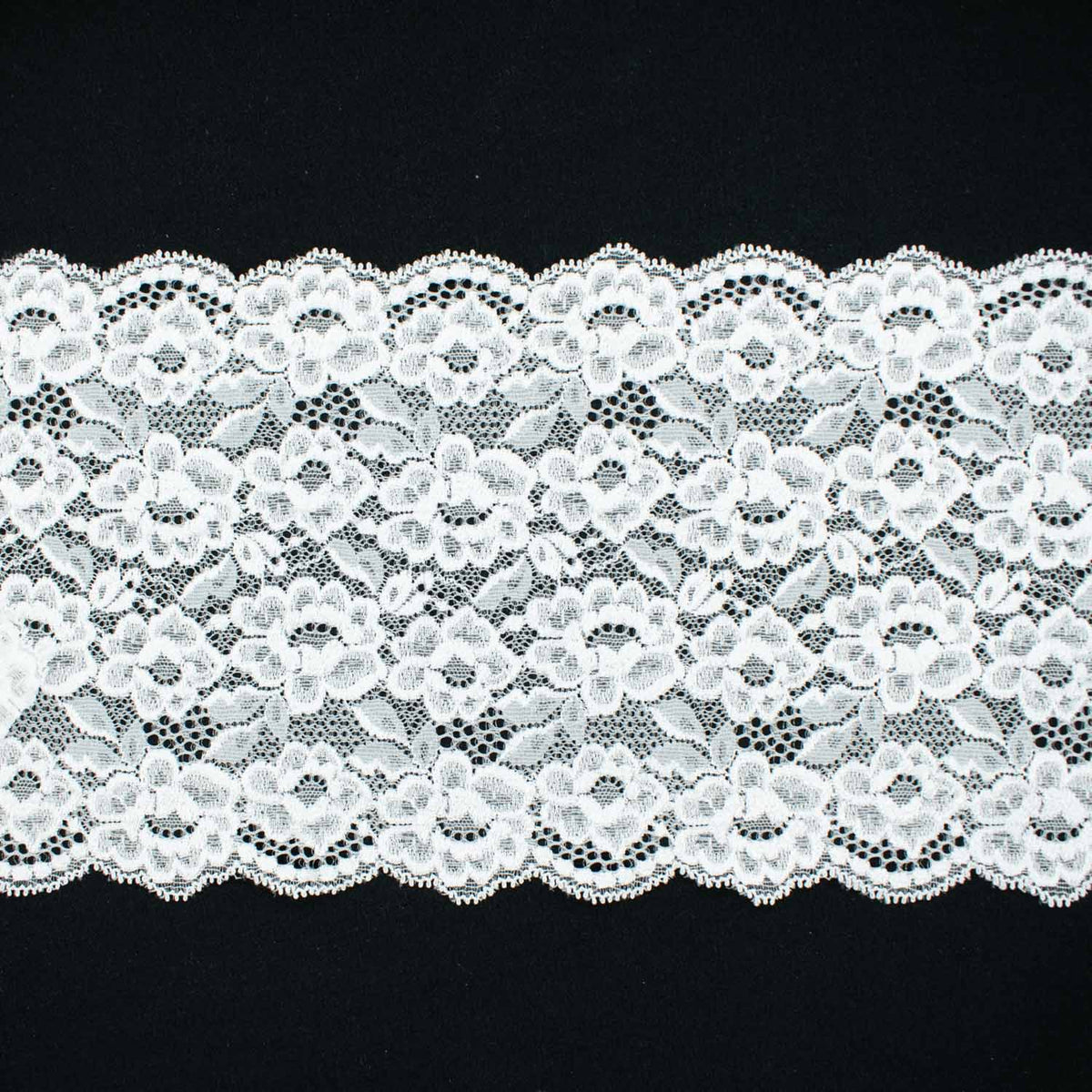 White Blossom Stretch Raschel Lace Trim 170mm – Homecraft Textiles