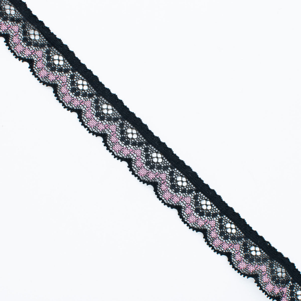 Stretch Lace Trim 25mm Design-3N Black/Pink – Homecraft Textiles