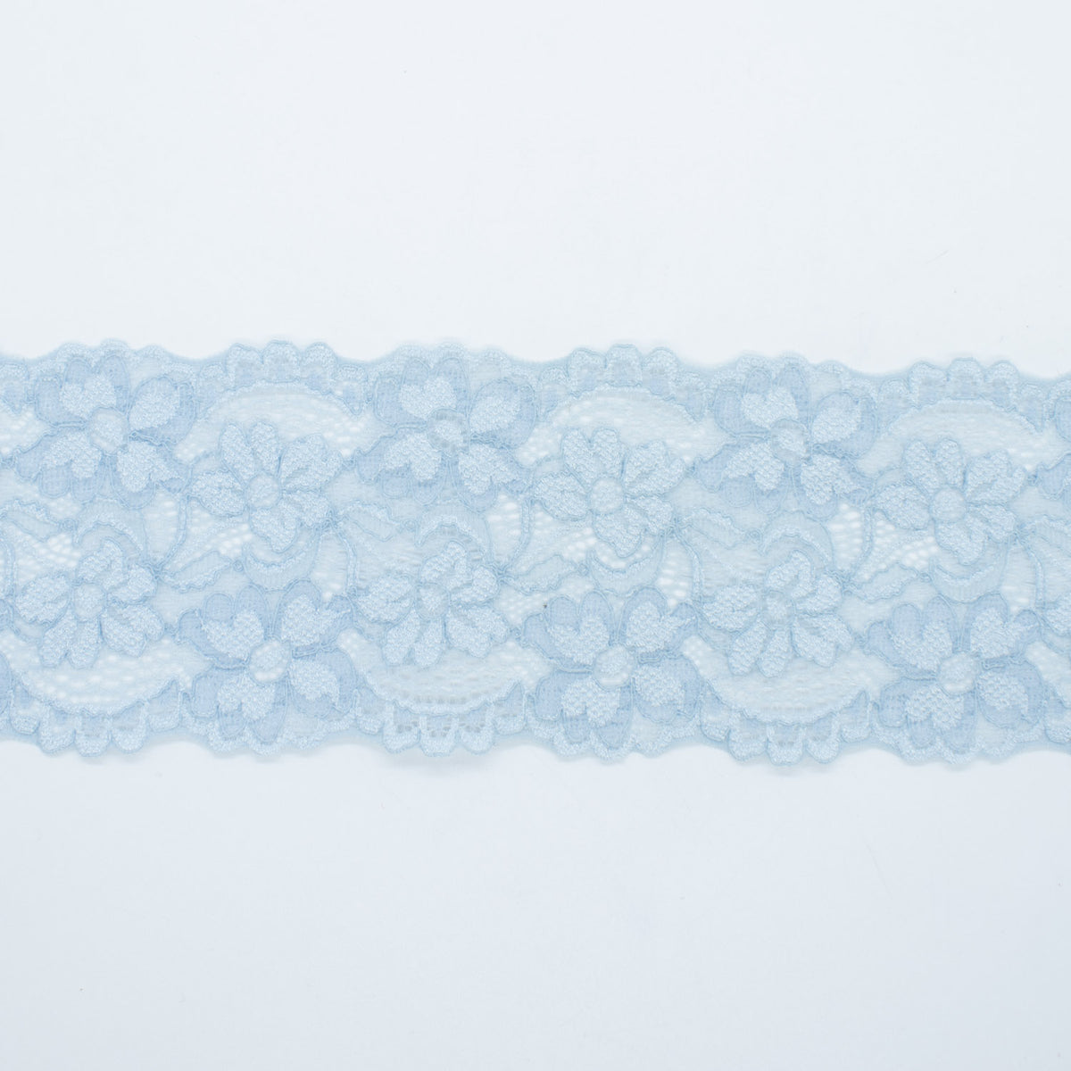 Light Blue Floral Stretch Raschel Lace Trim 80mm – Homecraft Textiles