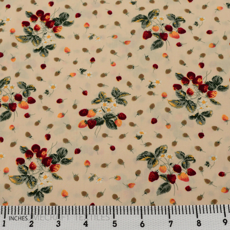 Tan Strawberry Floral Cotton Print – Homecraft Textiles