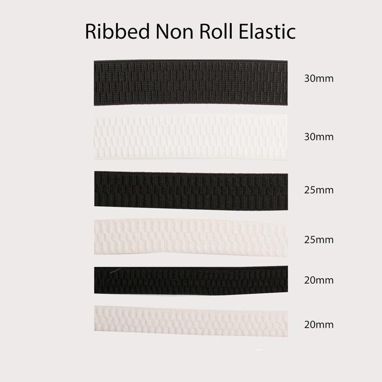 Ribbed Non-Roll Elastic Black & White – Homecraft Textiles